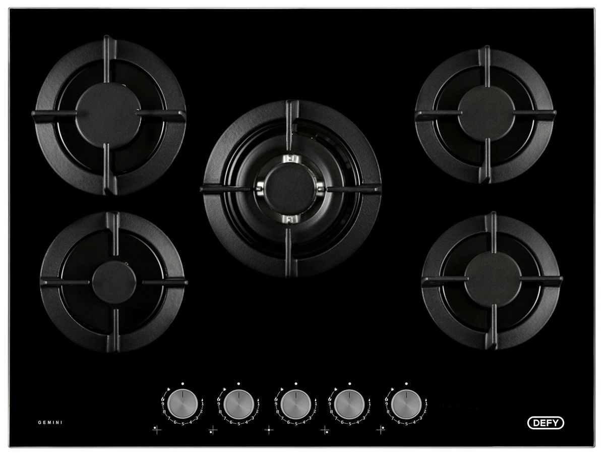 Defy - DHG 905 Gemini Gas on Glass Hob PF - 4B + 1Wok - Black | Shop Today. Get it Tomorrow ...