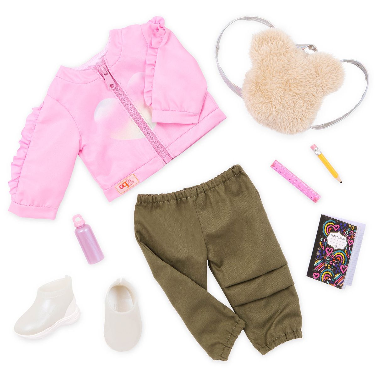 Our Generation 18-Inch Deluxe School Outfit with Bear Backpack - School ...