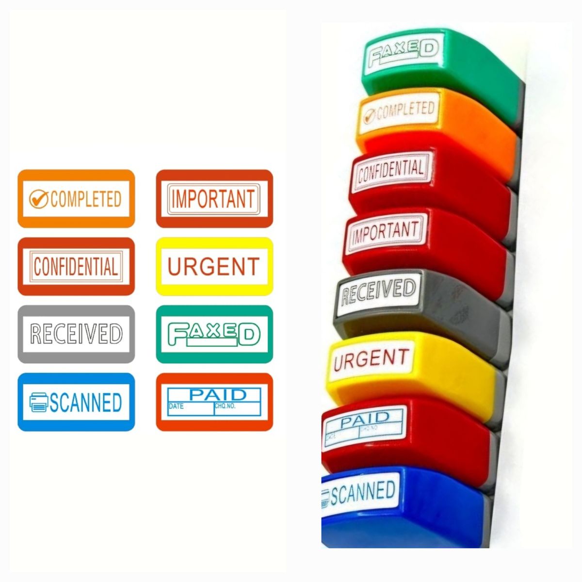 8PCS Commercial Business Office Multicolour Message Stamps Self-ink in ...