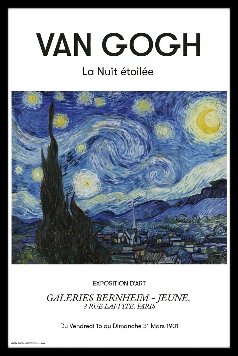 Van Gogh - La Nuit Etoilee (Starry Night)Poster with Black Frame | Shop ...