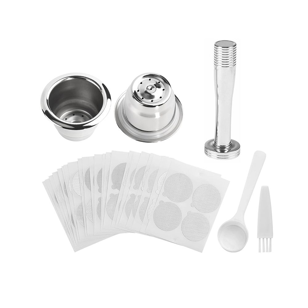 Reusable Stainless Steel Coffee Capsule Filter Cups Kit with Sealing ...
