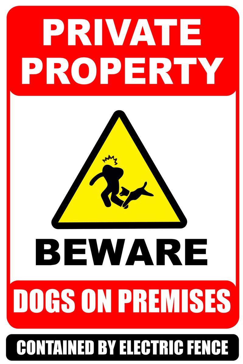Private property Beware dogs on premises 40x60cm sign. | Shop Today ...