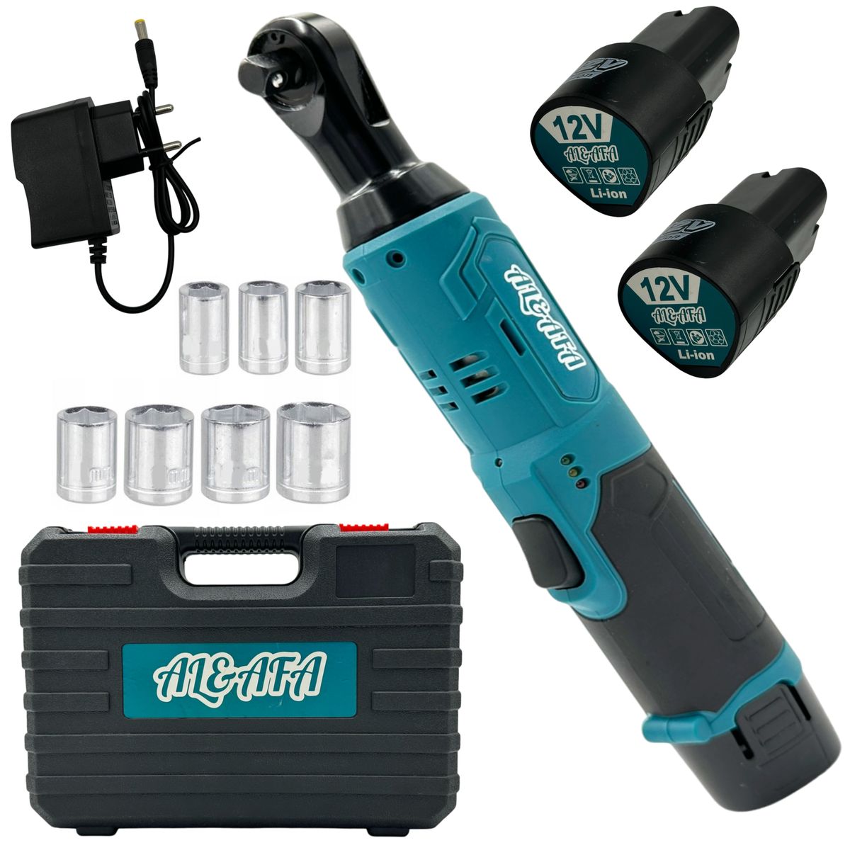 Al&Afa Cordless Power Ratchet Wrench Set With 2 Battery Packs & 7 ...