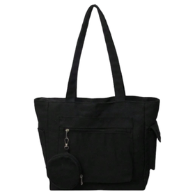 Large Capacity Shoulder Tote Bag With Attachable Pouch - Black | Shop ...