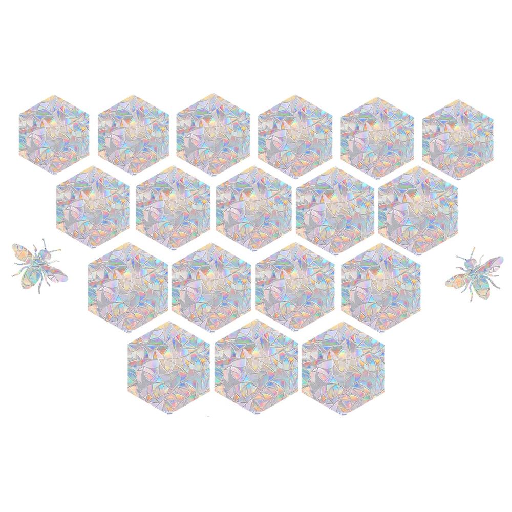 Window Decor Adhesive Reflective Stained Glass Honeycomb Stickers(18pc ...