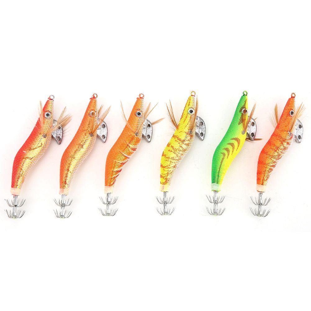 6Pieces SJ019 #2.5 Simulation Shrimp Shape Squid - Hook Sea Fishing ...