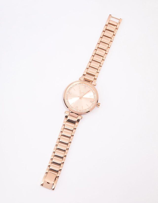 Rose Gold Coloured Crystal Dial Watch | Shop Today. Get it Tomorrow ...