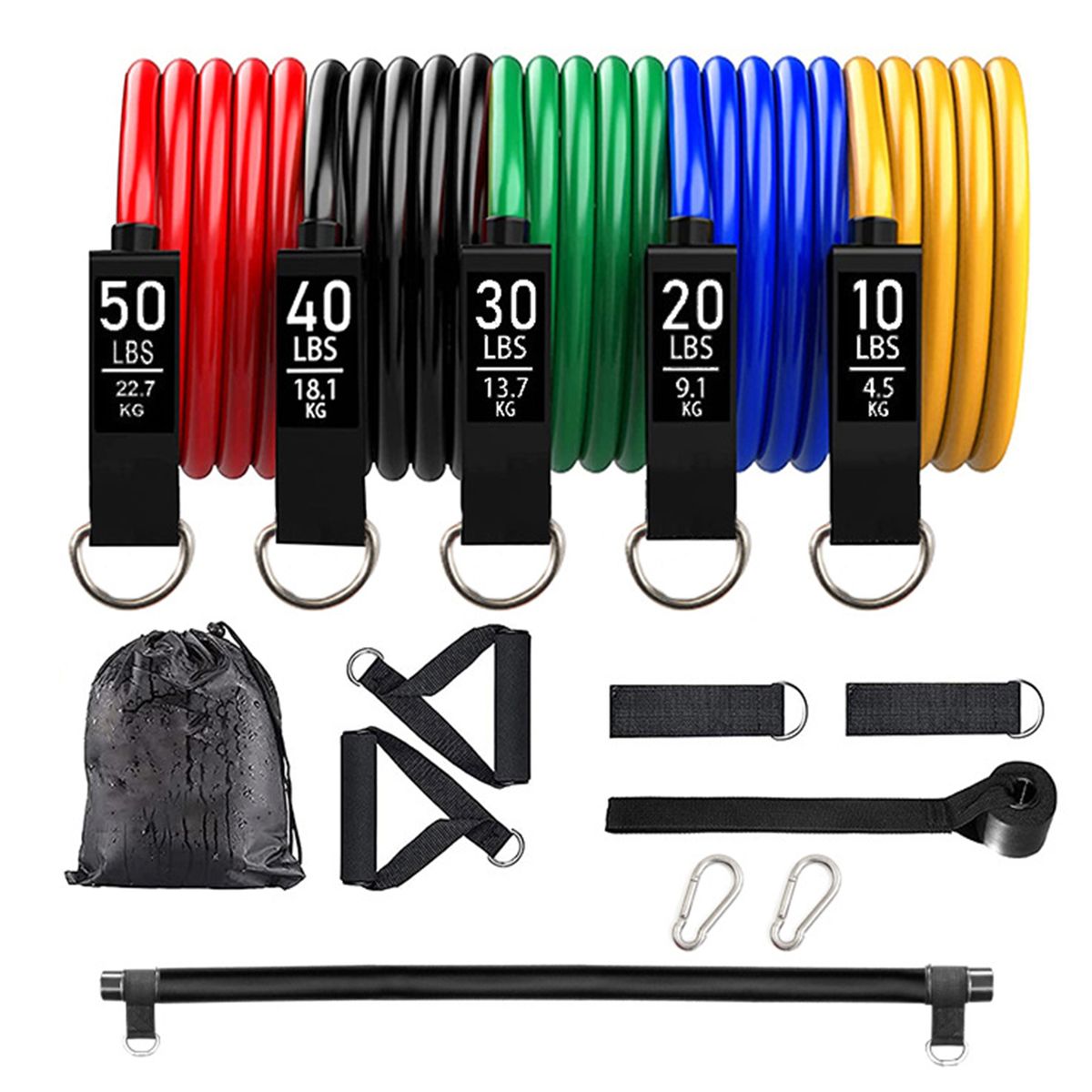Heavy Duty Resistance Band Set Elastic Cords Yoga Latex Home Gym - 11 ...