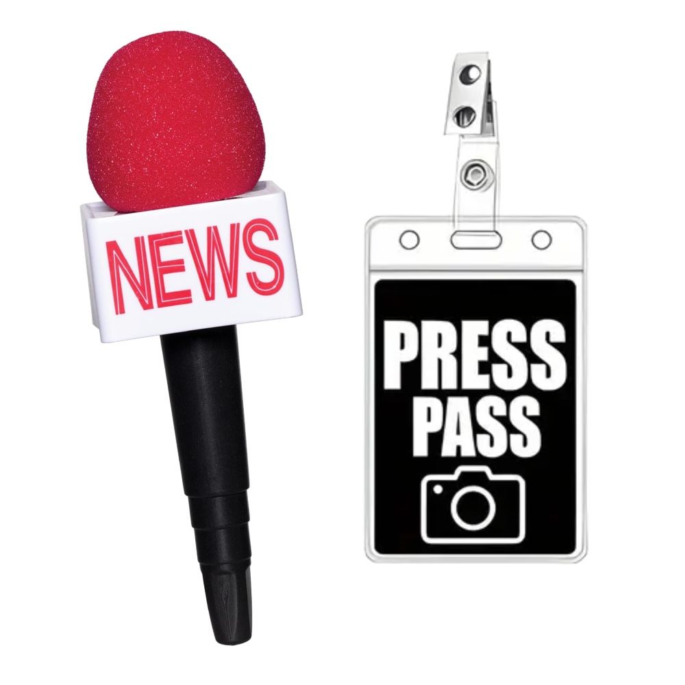 Party Cosplay News Reporter Microphone And Press Pass Acessories Set ...
