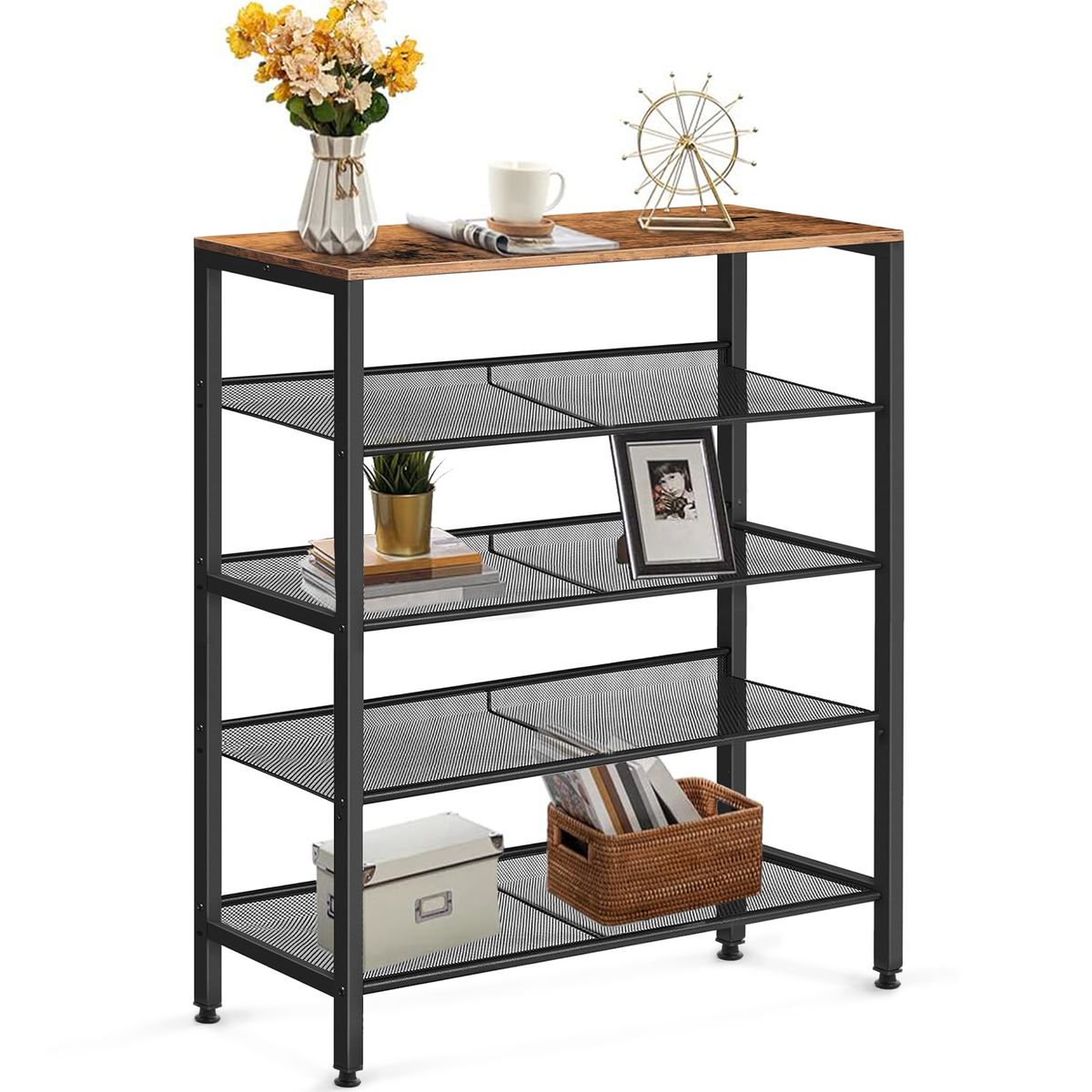 Metal Storage Rack Mesh Shelves Adjustable Pad Shelf 5 Tier | Shop ...
