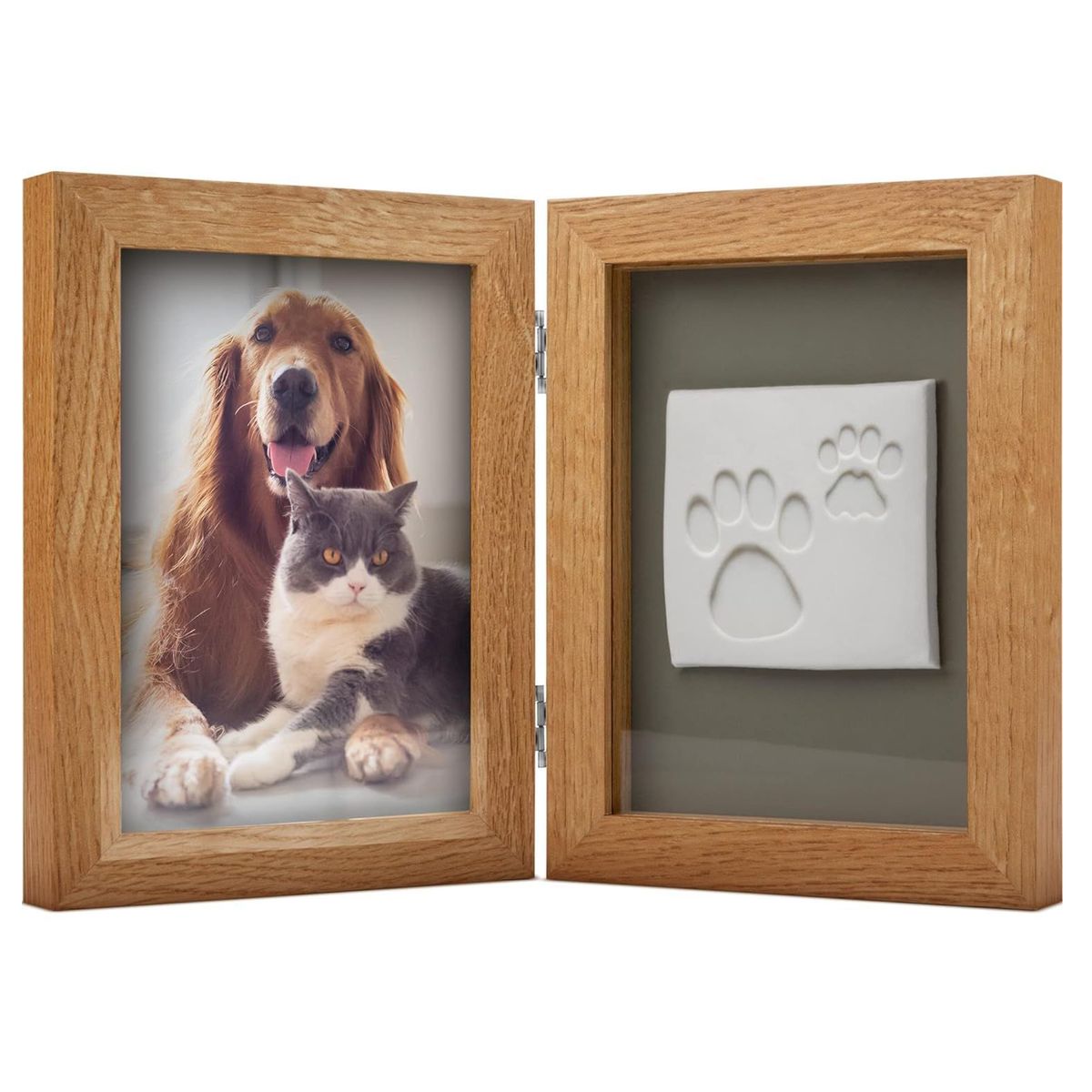 Pet Paw Print Photo Frame With Clay Imprint Kit for Cats and Dogs ...