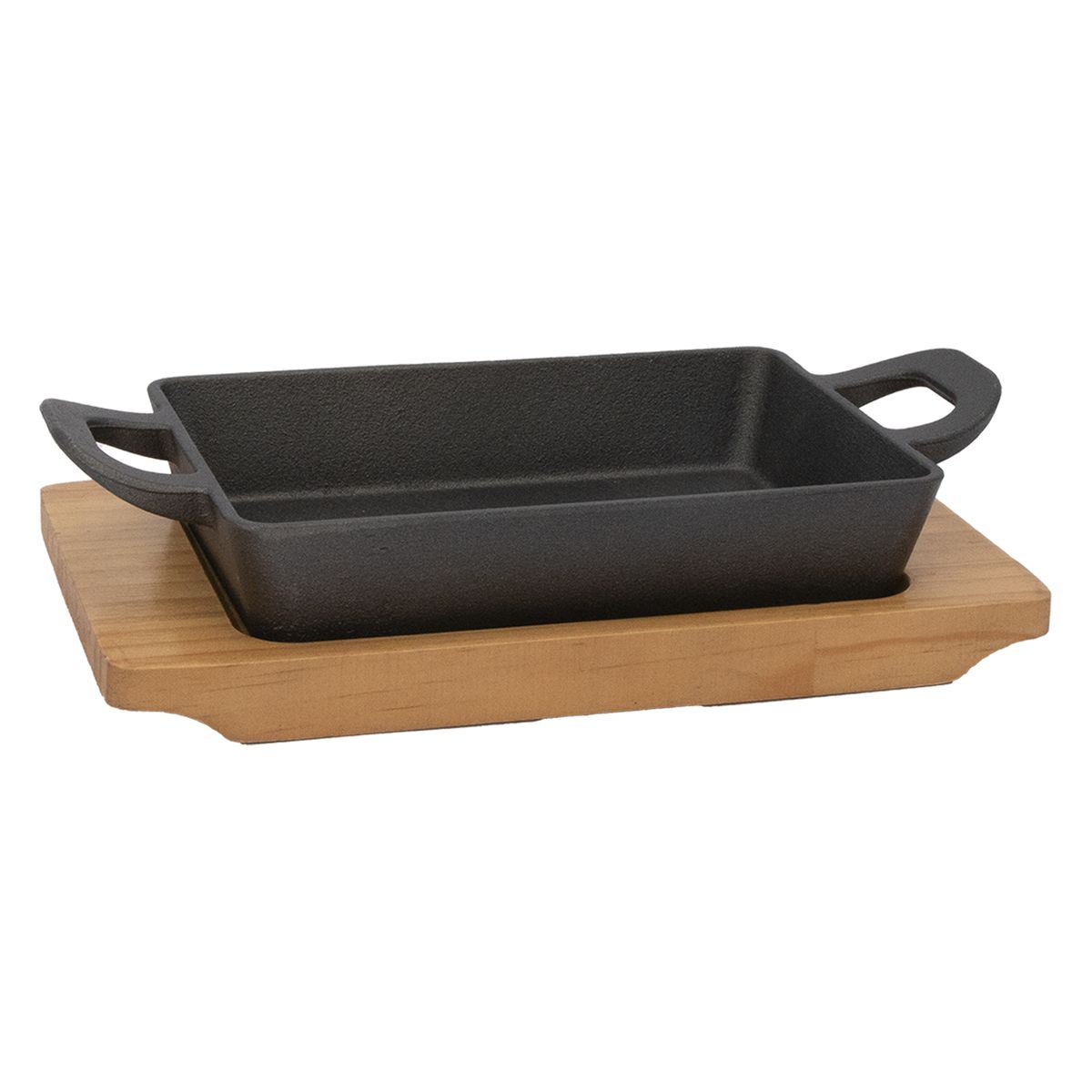 Regent Cookware Cast Iron Rectangular Pan with 2 Handles on a Wooden ...