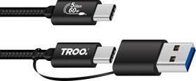 TROO Certified 60W Fast Charge 2IN1 Type C Cable With USB A Adapter | Shop Today. Get it ...