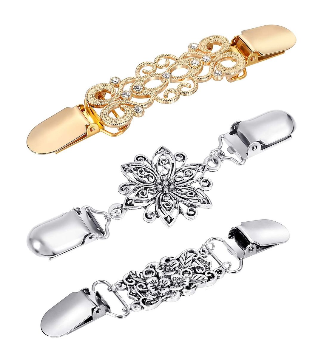 3 Pieces Vintage Sweater Clips Dress Cinch Clips Cardigan Clip Shawl ...