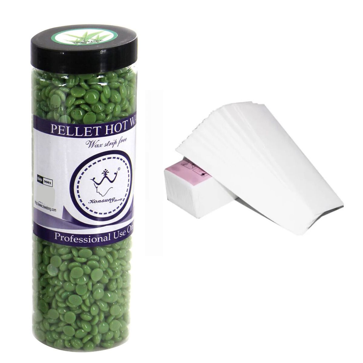 Pellet Hot Hair Removal Hard Wax Beans Green & 1x Wax Paper - 100 ...