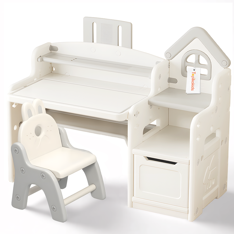 Adjustable Kid's Drawing Table with Chair & Cabinet Set Children's ...