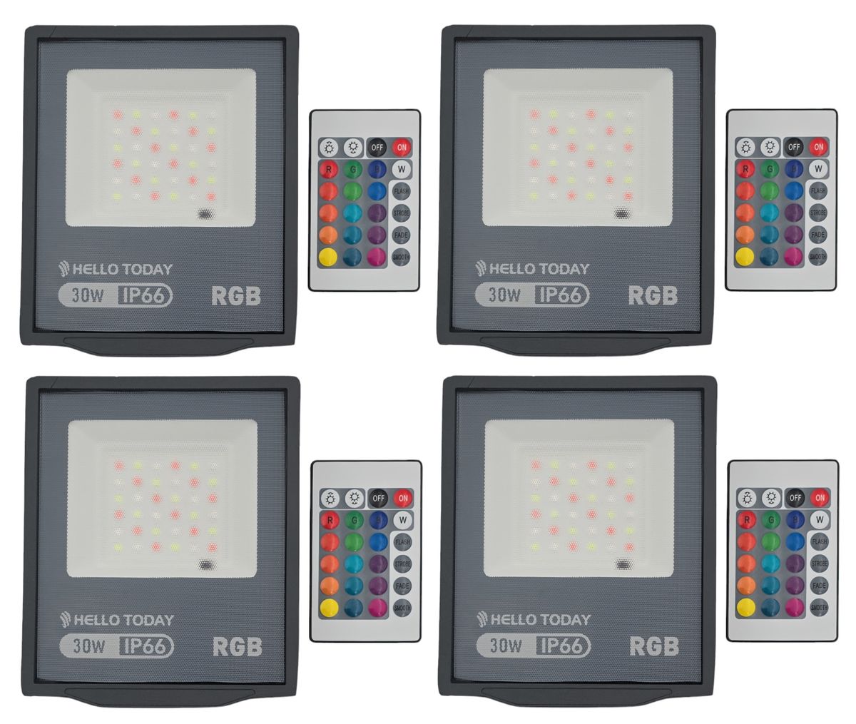 Hello Today RGB LED Flood Light With Remote 30W - 4 Pack | Shop Today ...