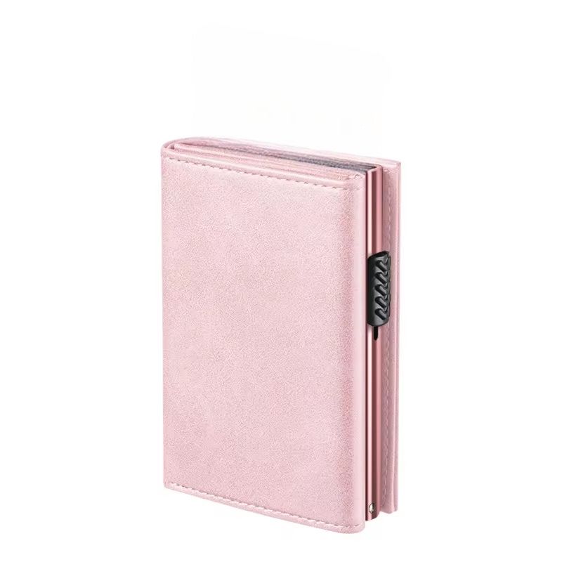 Pink Trifold Cowhide Leather RFID Pop-Up Wallet with Coin Pocket | Shop ...