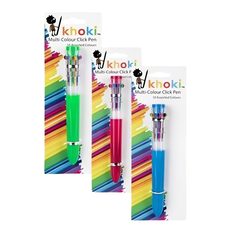 BULK PACK - Khoki - Pen Click Multicolour - 3PACK - 10 Ink Colours ...