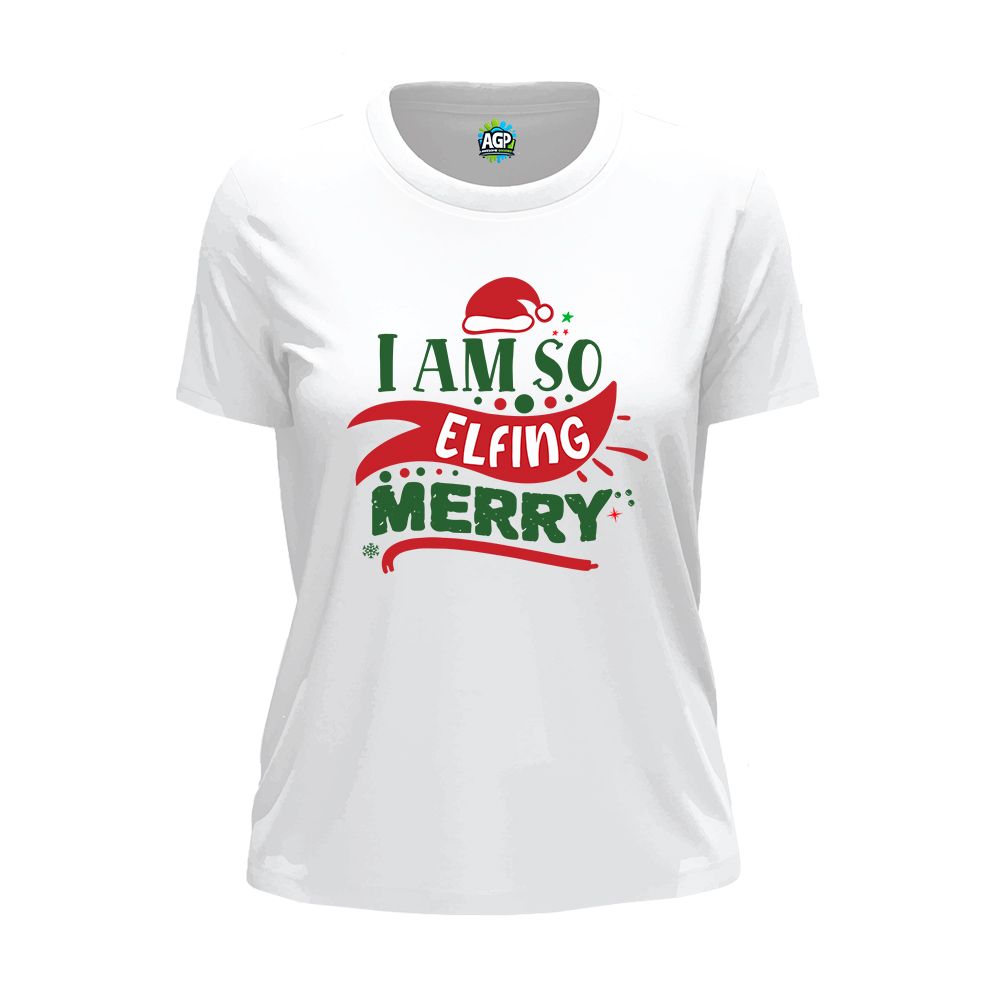 So Elfing Merry Christmas Festive Season Ladies T-Shirt Short Sleeve ...