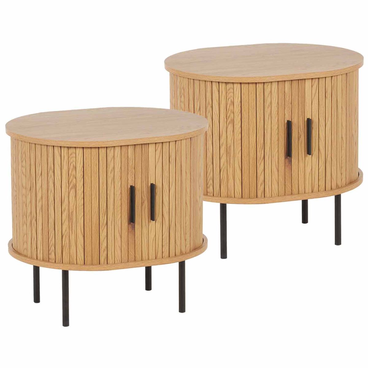 Nightstand 2 Pack Tambour Storage Accent Cabinet Sofa Side Table End ...