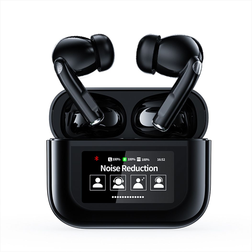 Black Smart LCD Touchscreen Noise-Cancelling Wireless Bluetooth ...
