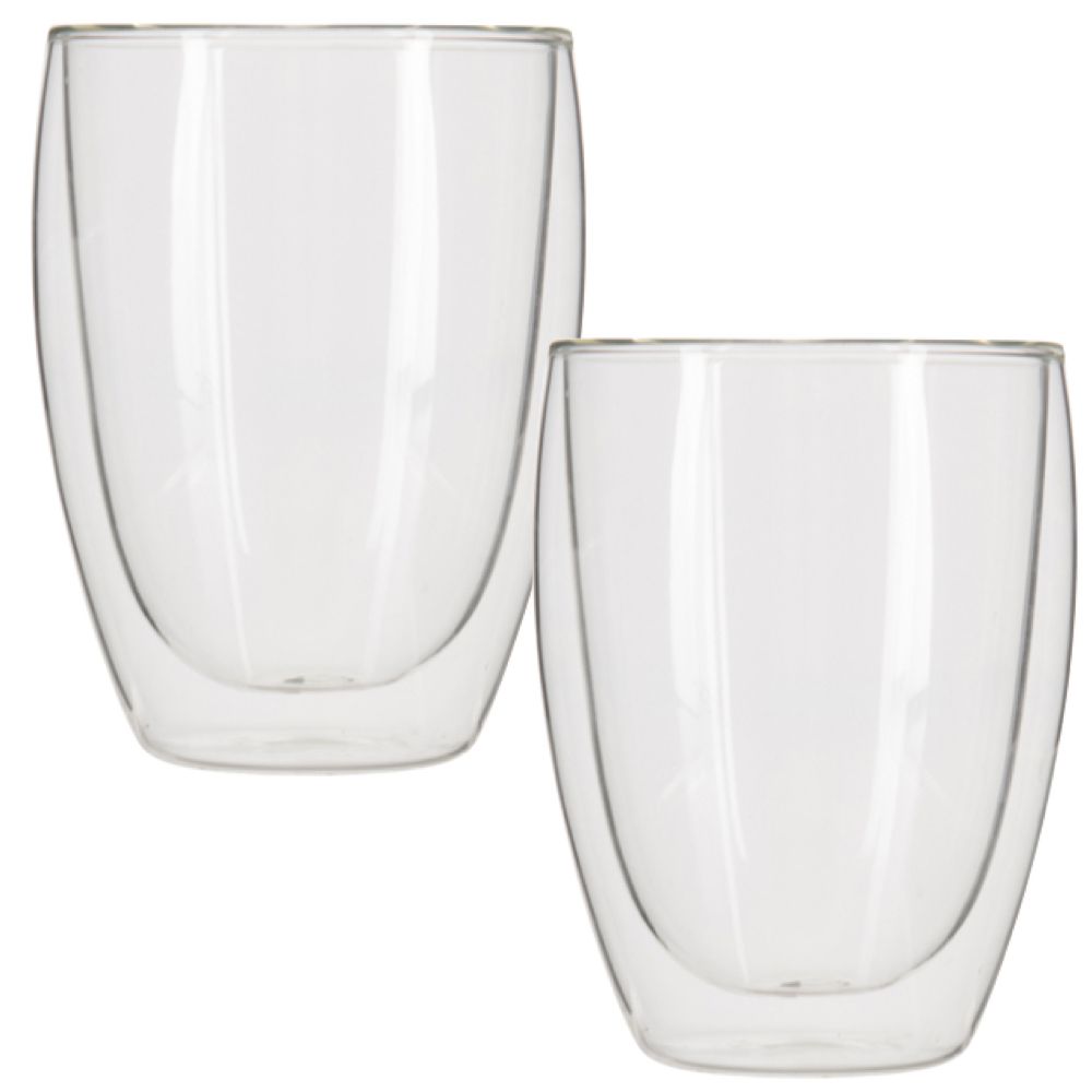 Kitchen Home Heat Resistant Double Wall Glass Cup Set of 2 (350ml ...