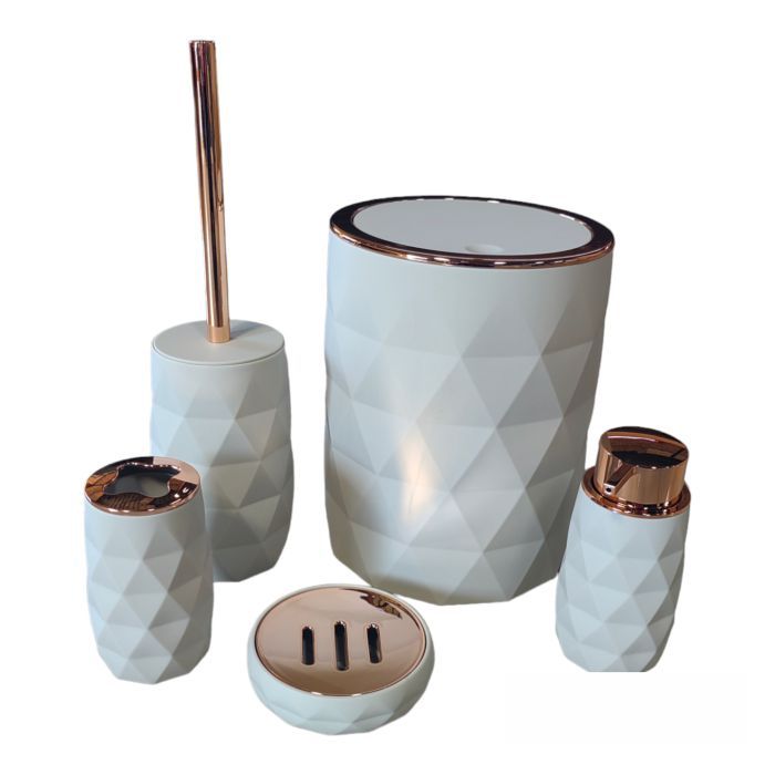 Diamond-Shaped Bathroom Accessory Set - Beige - 5 Piece | Shop Today ...