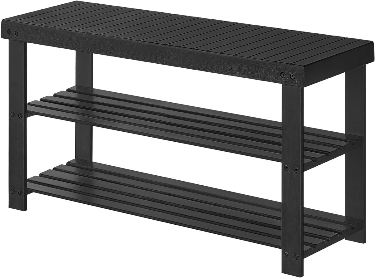 3-Tier Bamboo Shoe Bench - Sturdy Entryway Organizer with Storage ...