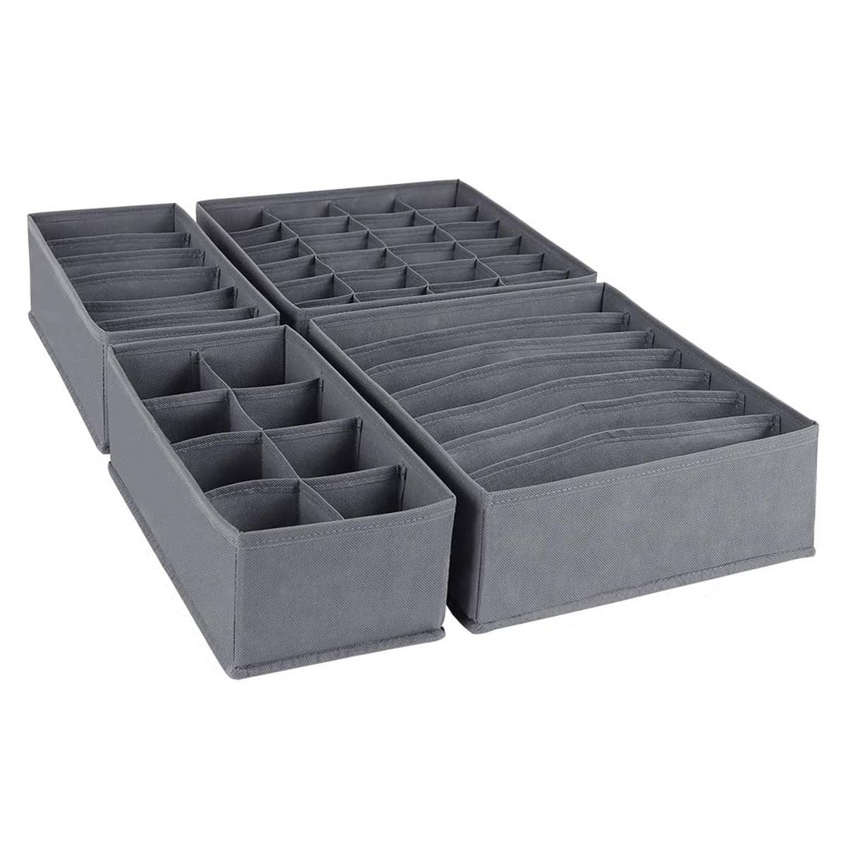 Collapsible Compartmentalized Organizers Drawer Storage Boxes 4-Piece ...