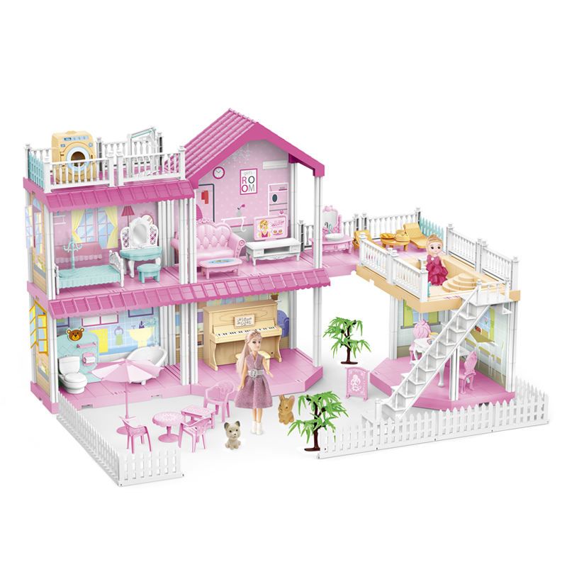 Large Dollhouse with Furniture, Educational House Building Toy (B4865 ...