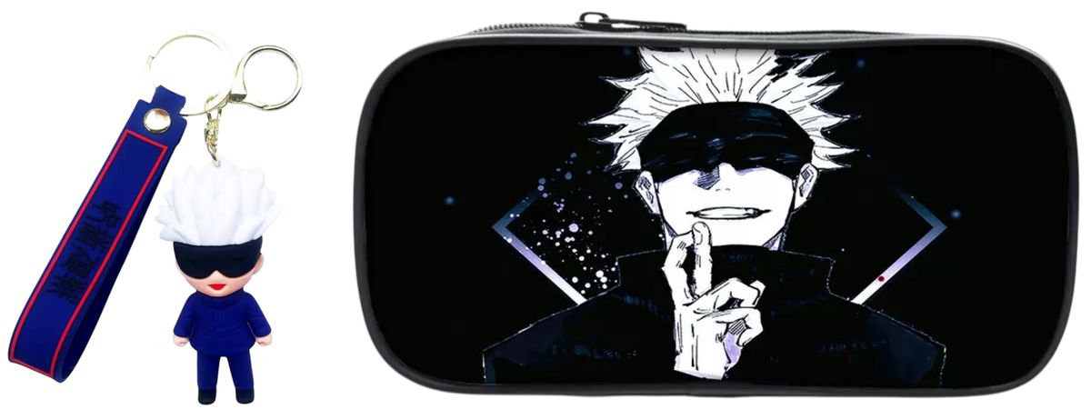 Jujutsu Kaisen Pencil Case with Satoru Gojo 3D Keychain Figurine ...