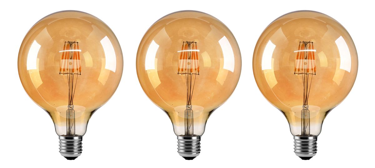 Pack of 3- G125 6W Retro WarmWhite LED E27 Filament Bulb 125mm | Shop ...