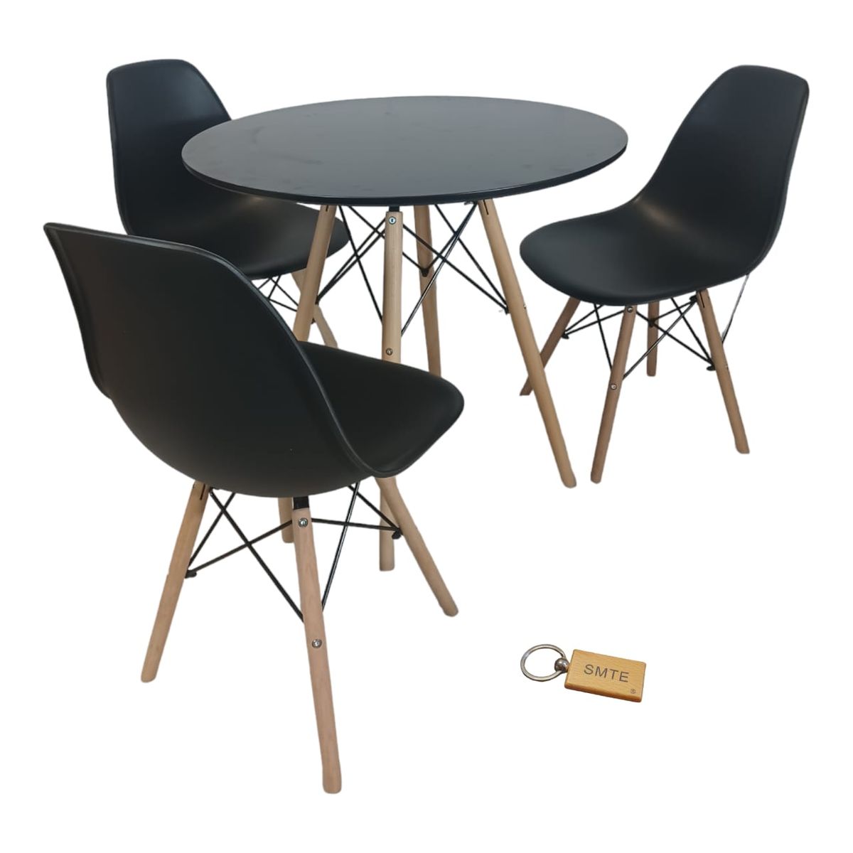 Smte Black Chair With Black Table WithSmte Keychain Set With 3 Chair