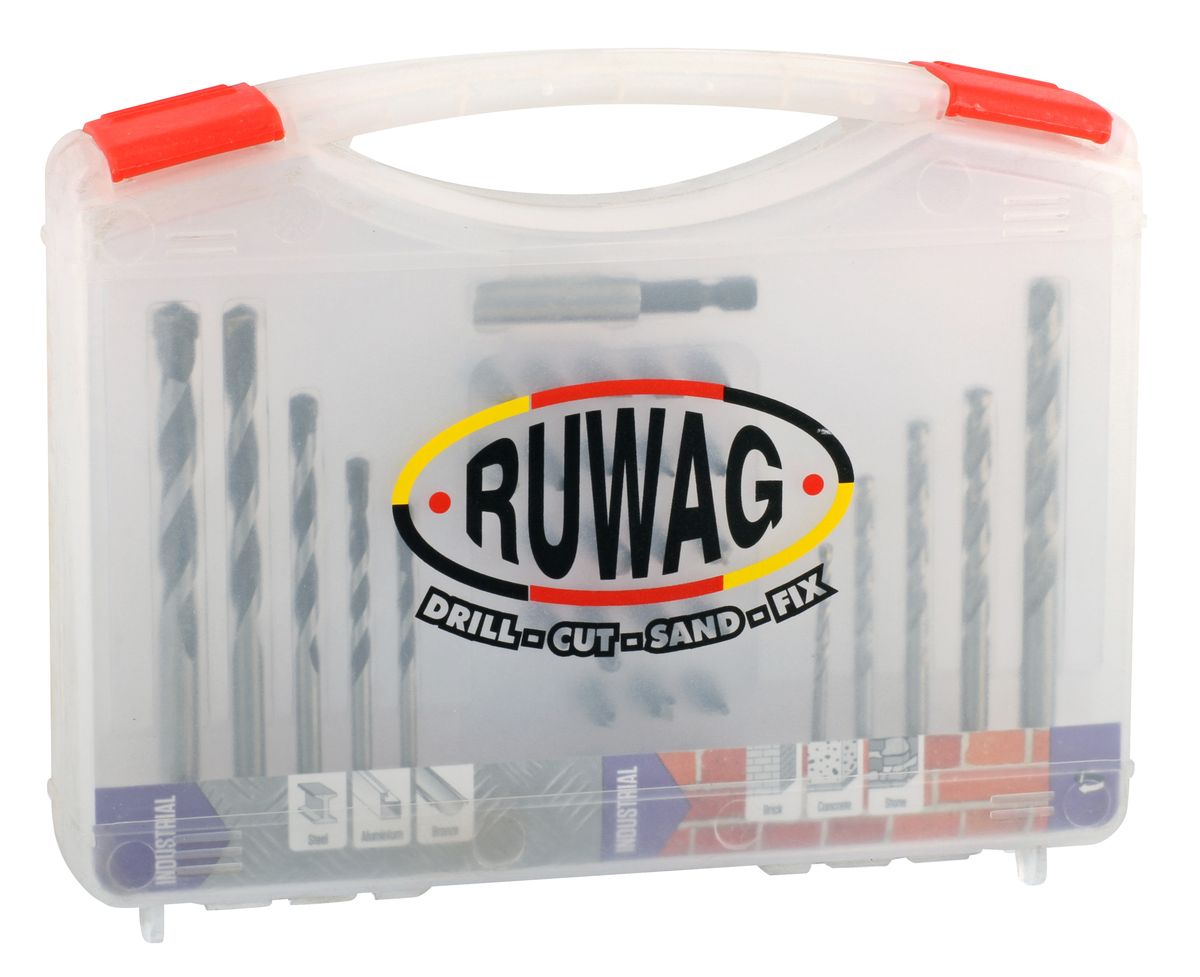 RUWAG 35 Piece Combo Drill Bit Set: Industrial Metal/Concrete/Power Bit ...