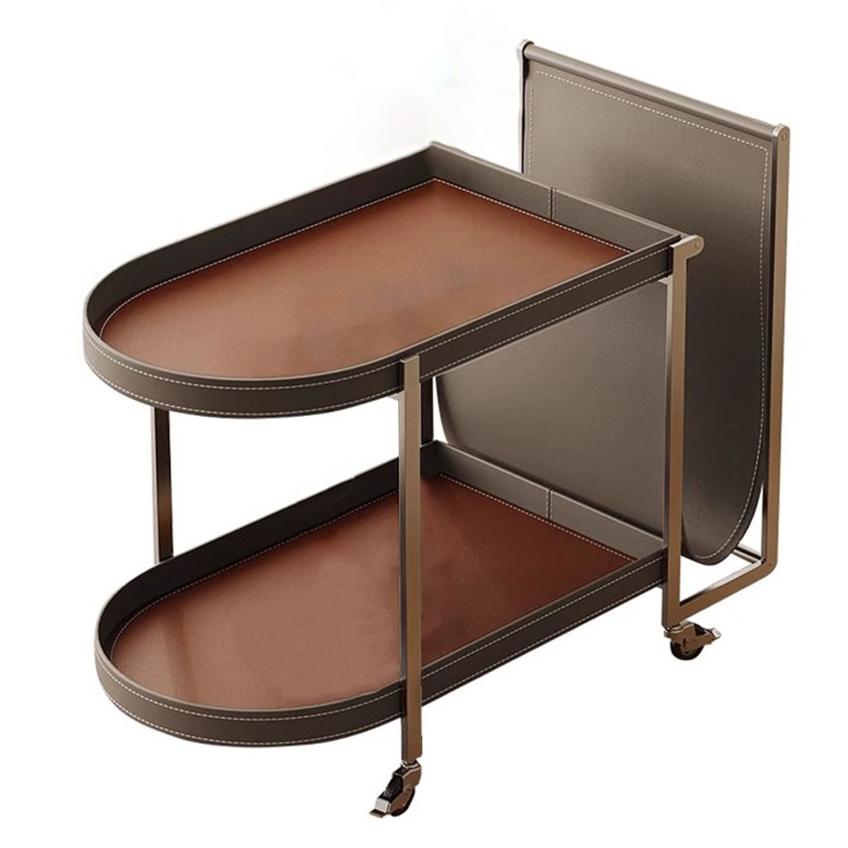 2-Tier Saddle Leather Rolling Side Table | Shop Today. Get it Tomorrow ...