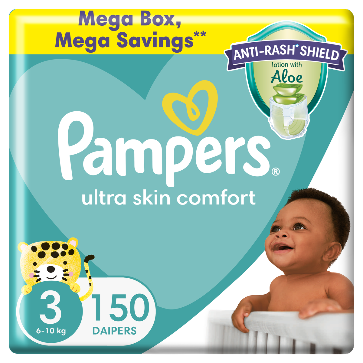 Pampers Anti-Rash Shield Taped Diaper Size 3 (6-10 kg) 150 Nappies ...