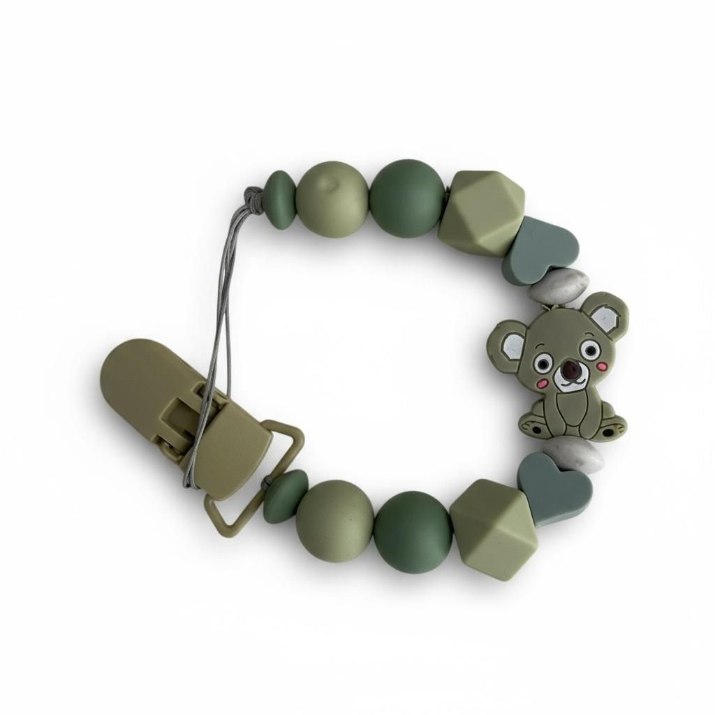 Handmade Silicone Beaded Pacifier Clip with Cute Bear Design | Shop ...