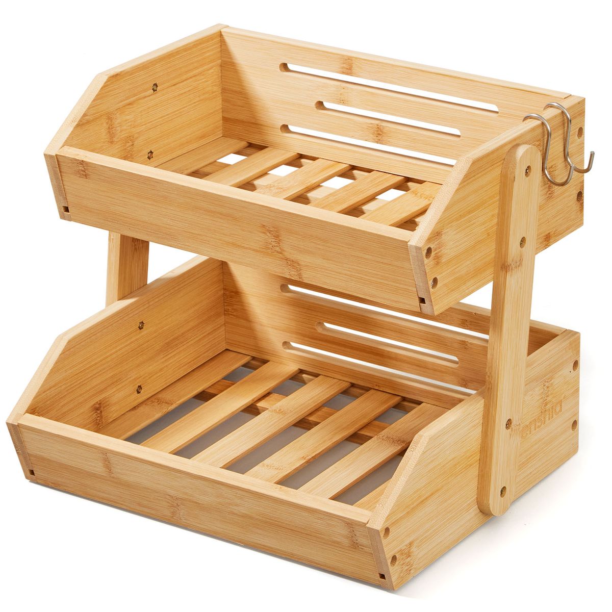 Chenshia 2-Tier Bamboo Office & Kitchen Countertop Organizer Storage ...