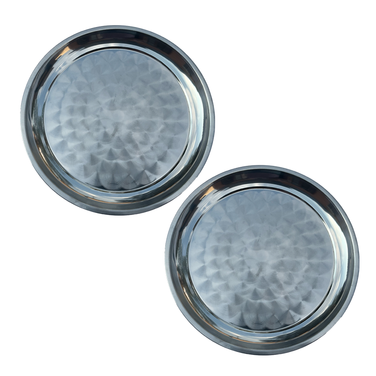Large Round Stainless Steel Serving Tray - Catering/ Hotel - 2 Pack ...