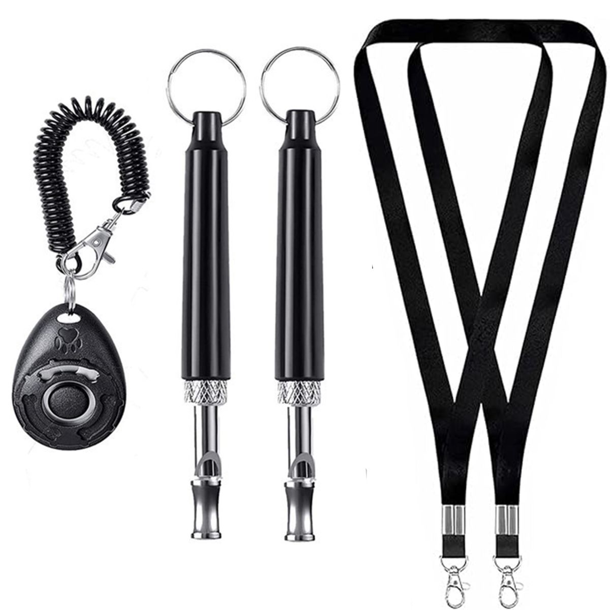 5 Pack Dogs Training Whistle Set with 2 Black Whistles 2 Lanyards 1 ...