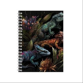 Dark Background Lizard Watercolor A5 Notebook Gift Idea Spiral Notepad ...
