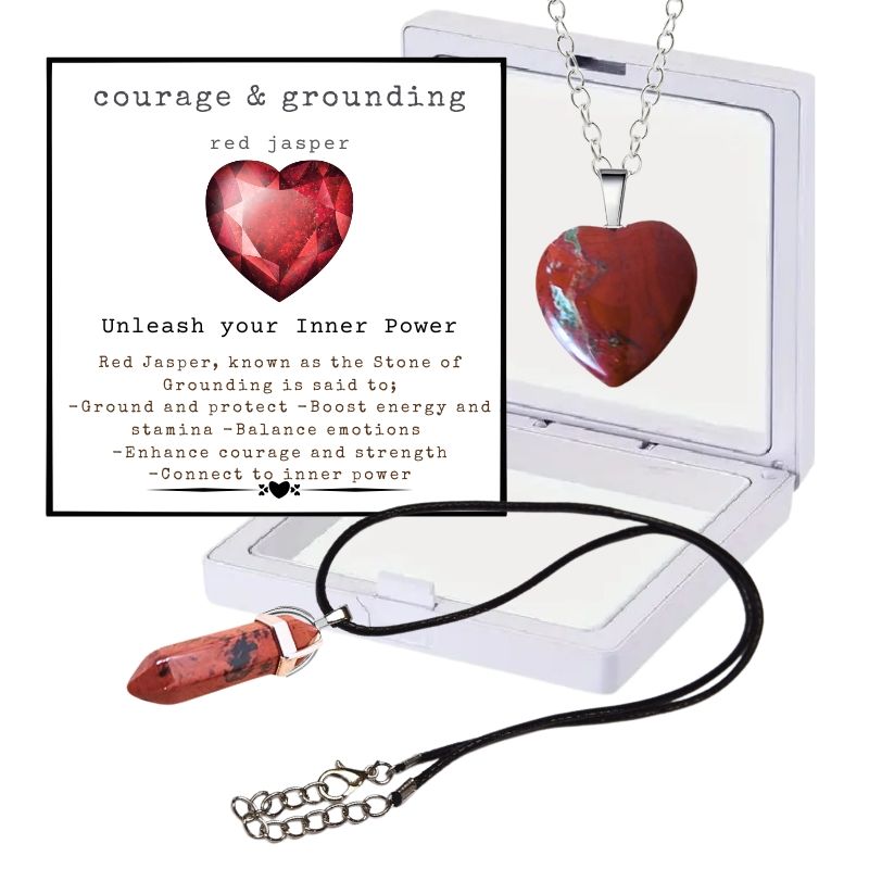 Courage and Grounding Red Jasper Necklace Gift Set with Card | Shop ...