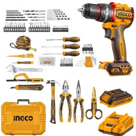 Ingco - Cordless Impact Drill & Complete Hand Tools Set - 165 Piece ...
