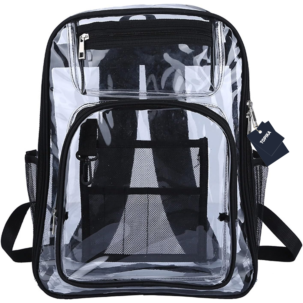 Topika - Clear Heavy Duty PVC Backpack with Reinforced Straps, Multi ...
