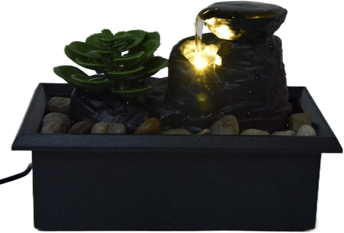 Desktop Water Fountain, 7in Waterfall Fountain with LED | Shop Today ...