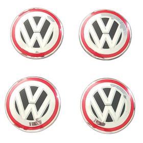 Centre Caps-55mm- Ripple with Red Ring -compatible with VW - 4 Pack Set ...