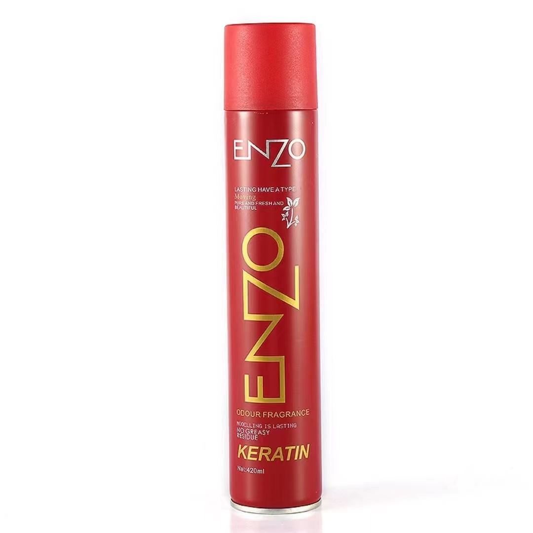Enzo - Fragranced Keratin Hair Spray without Greasy Residue- 420ml ...