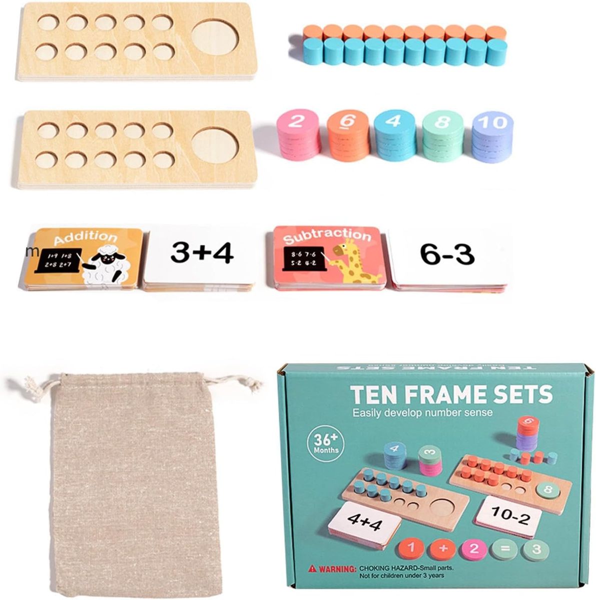 Wooden Ten Frame Math Tray for Kids' Addition and Subtraction | Shop ...