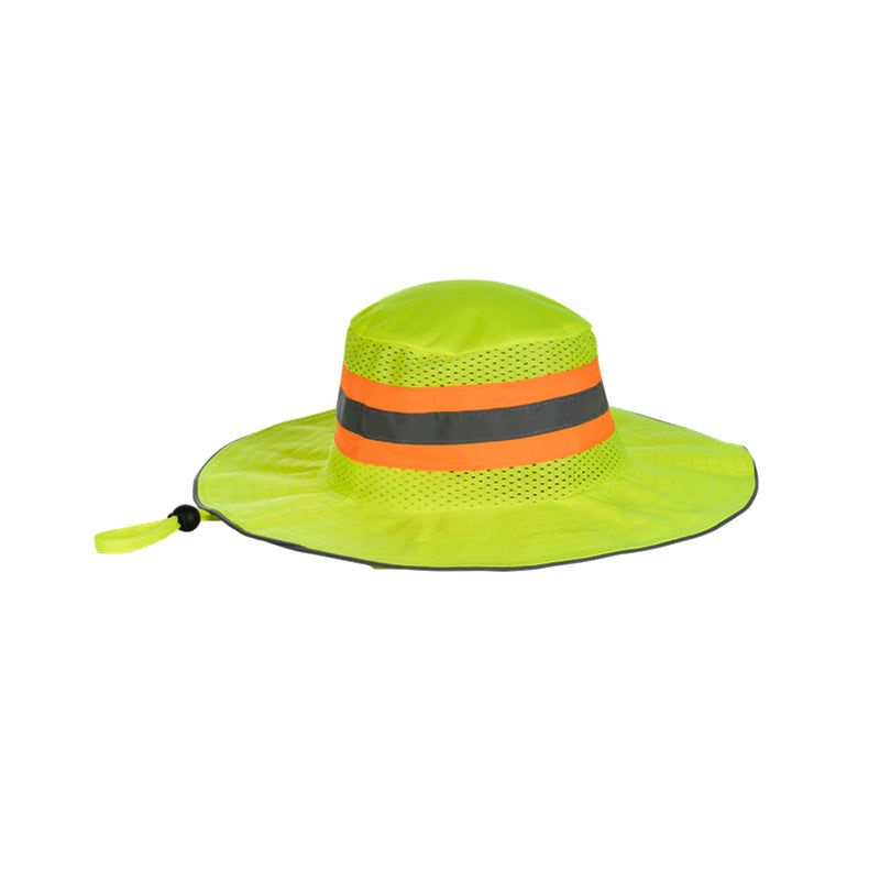 PIONEER SAFETY Bush Hat High Visibility With Reflective Tape Lime ...